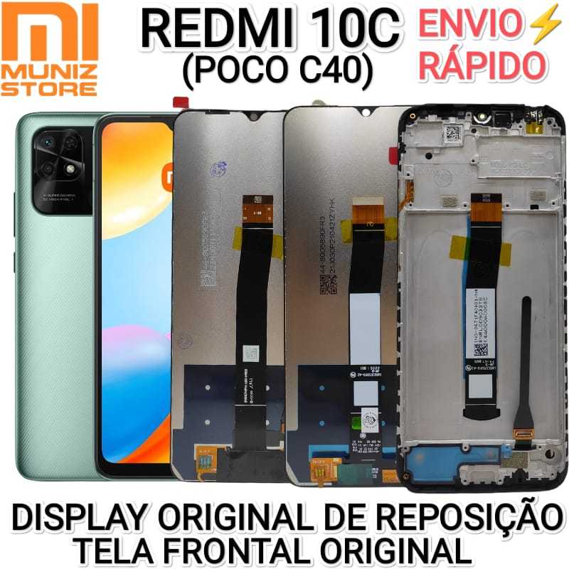 Display Redmi 10C/Poco C40/Redmi 10 Power Tela Nacional LCD IPS Frontal Com Moldura Sem Aro ...