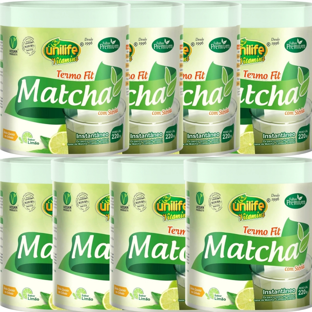 Kit 8 Matcha Instantaneo Termo Fit Sabor Limao 220g Com Stevia ...