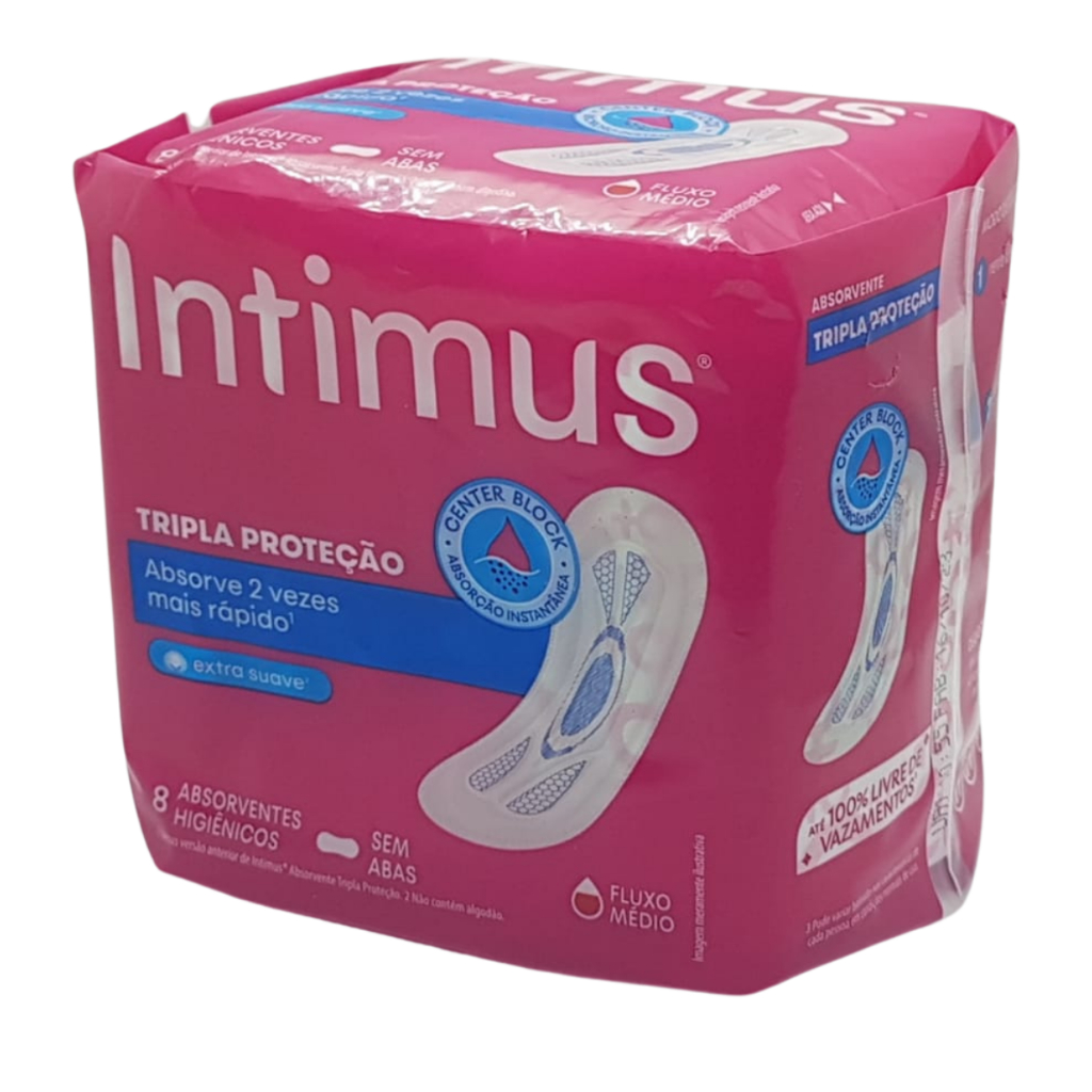 Absorvente Feminino Intimus Tripla Proteção Extra Suave Sem Abas Com 8 ...