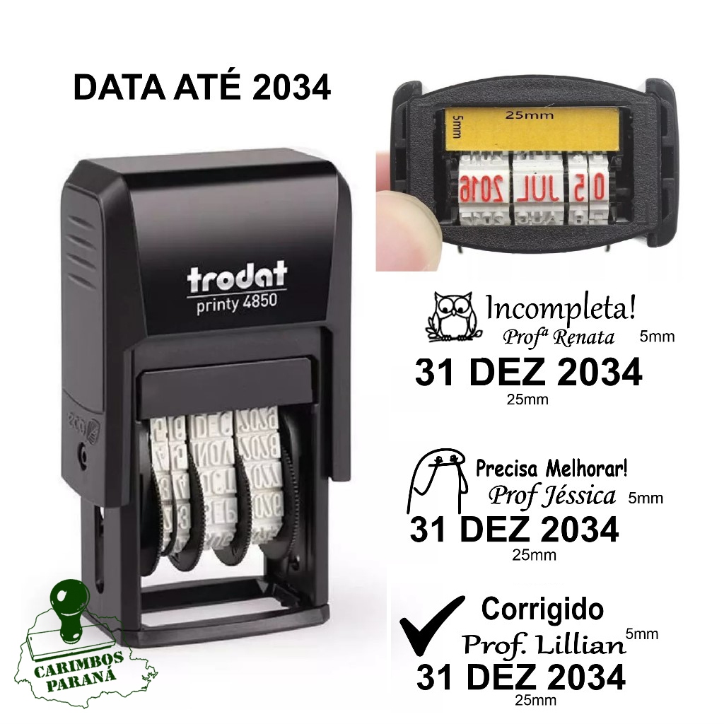 Carimbo Datador para Professor + 1 Refil de Tinta | Shopee Brasil