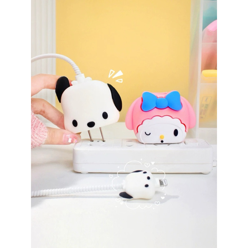 Kit Protetor de Cabo e Fonte Carregador Desenho Fofo Animado Para iphone ipad 18w 20w | Shopee ...