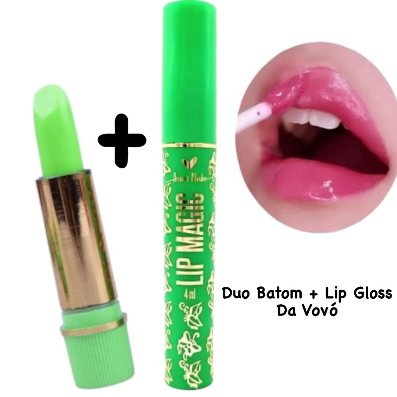 Kit Gloss Labial Magico Lip Magic + Batom Magico Duração 24 Horas ...