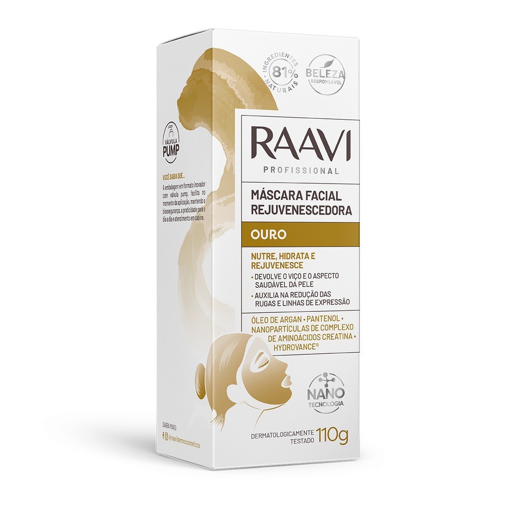 Raavi Máscara Facial Rejuvenescedora Ouro - 110g | Shopee Brasil