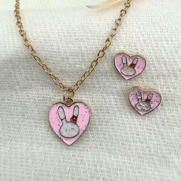 Colar e brincos infantis banhados a ouro 18K para meninas flores ...