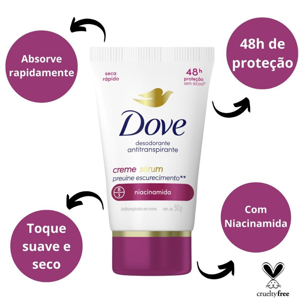 ANTITRANSPIRANTE CREME SÉRUM DOVE 50G | Shopee Brasil