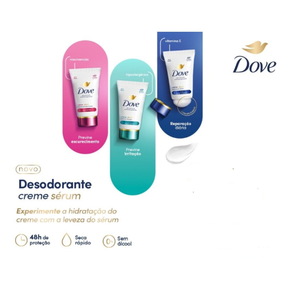 ANTITRANSPIRANTE CREME SÉRUM DOVE 50G | Shopee Brasil