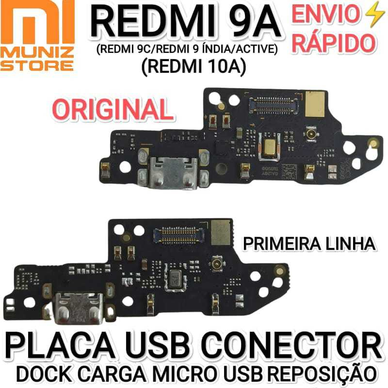 Placa Redmi 9A/9C/9 Índia/Active/10A Xiaomi Conector De Carga Micro USB ...
