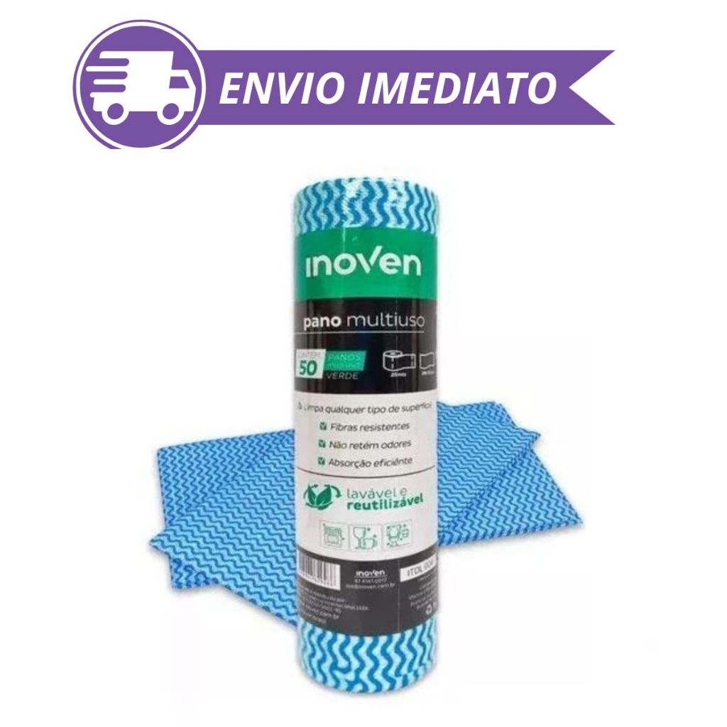 Pano De Limpeza Multiuso Azul 50 Panos 25mts Inoven | Shopee Brasil