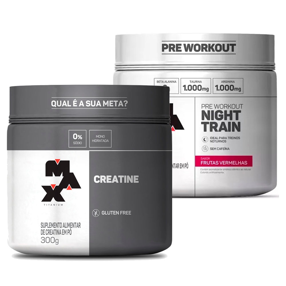 Kit Creatina Monohidratada 100% Pura 300g + Pré Treino Night Train (sem ...