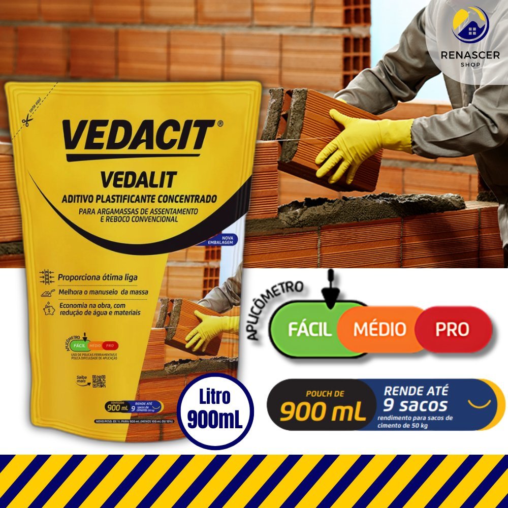 Vedalit Litro 900 ml Aditivo Concentrado Para Argamassas E Reboco ...