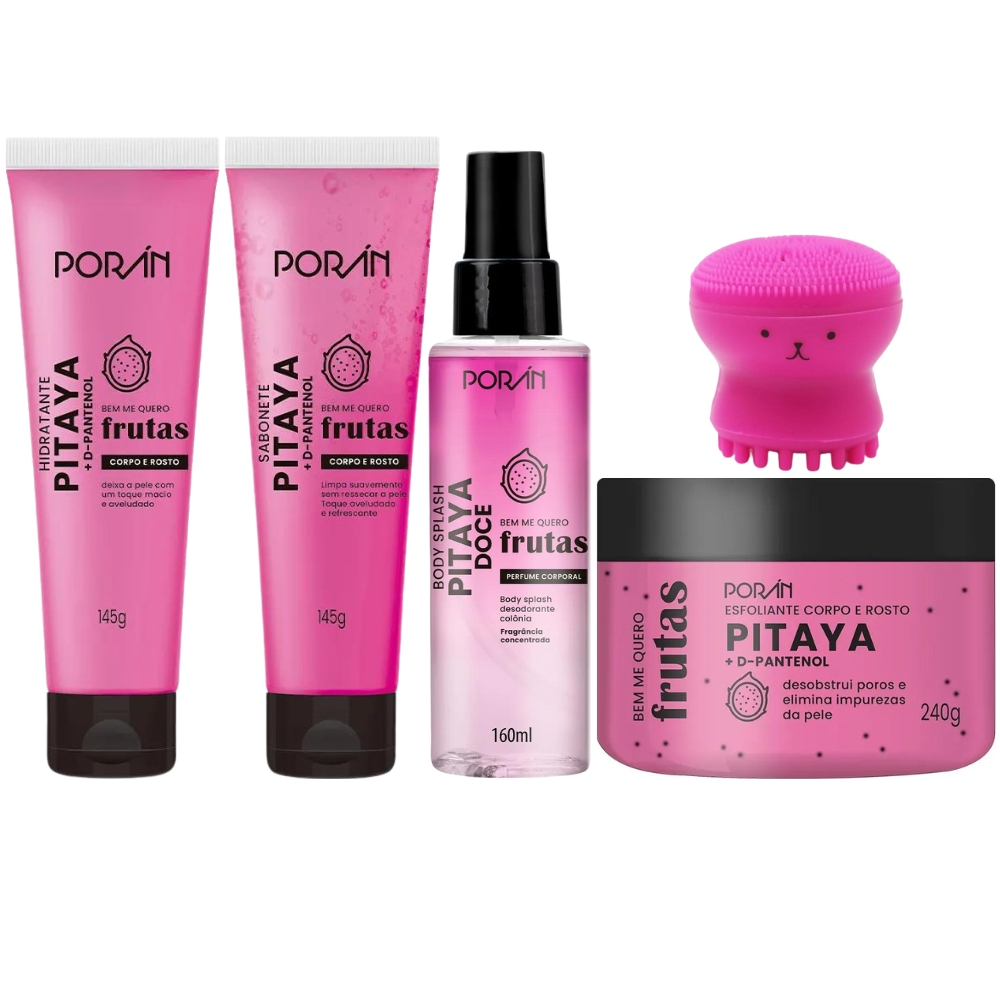 Kit Cuidado Corporal Poran Pitaya Completo + Esponja Polvo | Shopee Brasil