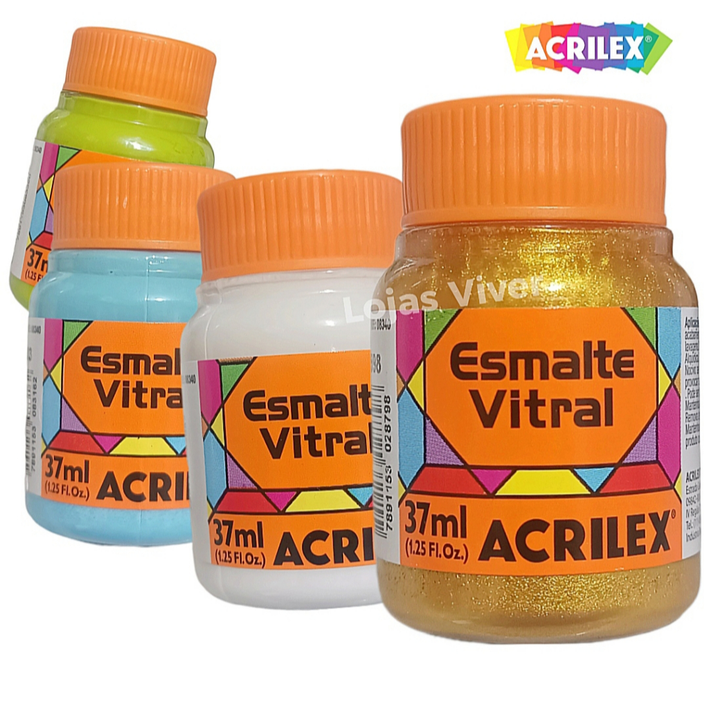 Tinta para Vidro e Porcelana Esmalte Vitral 37ml - Acrilex | Shopee Brasil