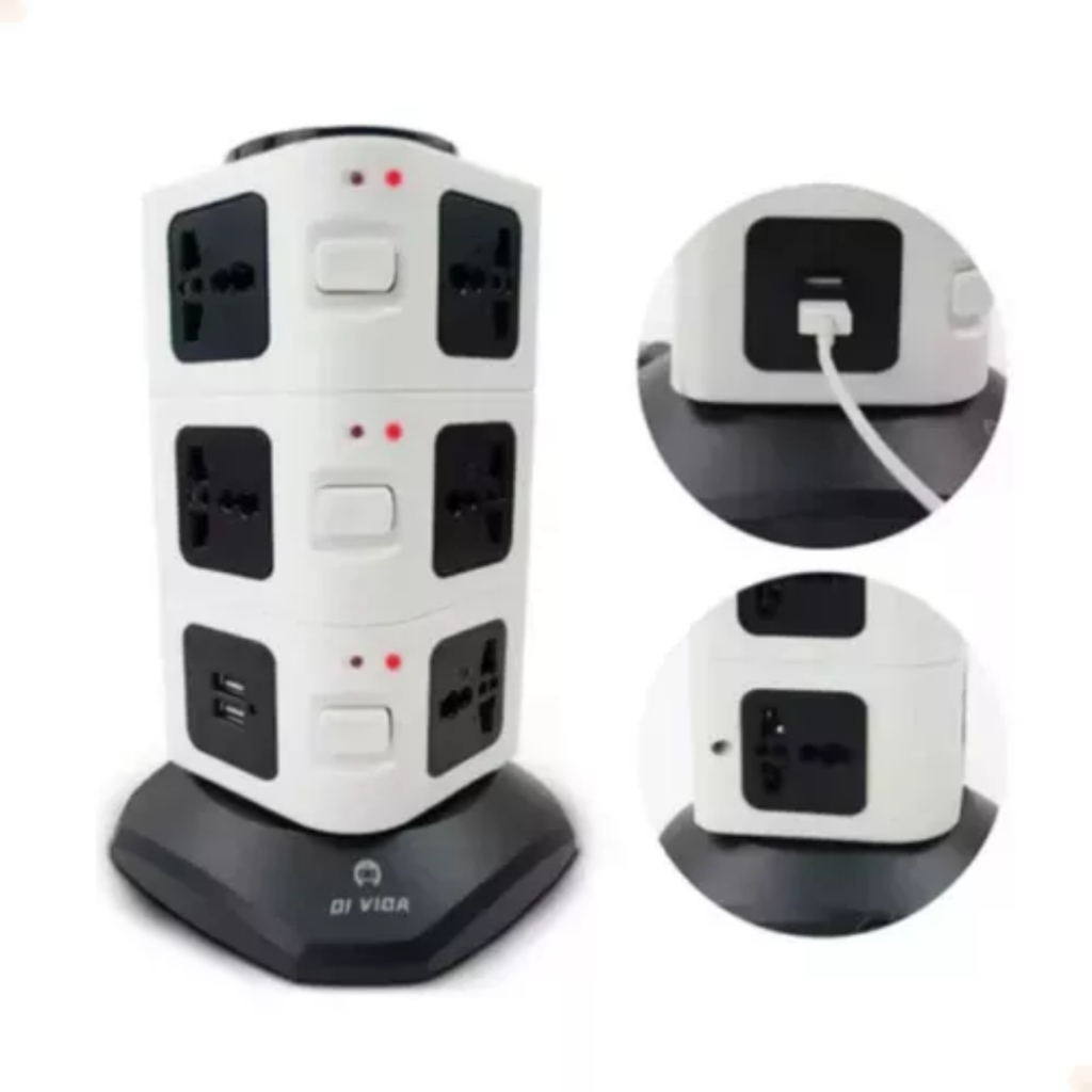 Tomada Vertical Elétrica Com 4 Saídas Universais 2 Usb 2500w | Shopee ...