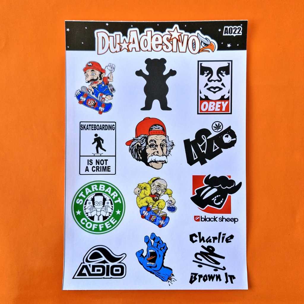 Kit 36 Adesivos de Skate Stickers À Prova D 'Água Cartelas | Shopee Brasil