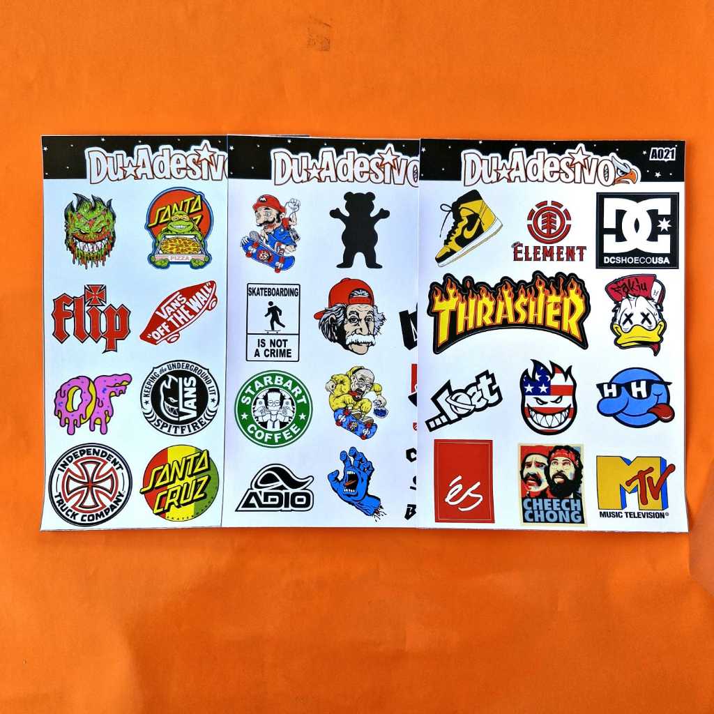 Kit 36 Adesivos de Skate Stickers À Prova D 'Água Cartelas | Shopee Brasil