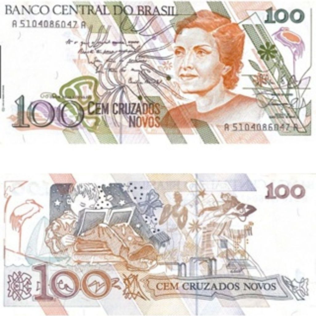 Cedula - Brasil - 100 Cruzados Novos - Cecilia Meireles | Shopee Brasil