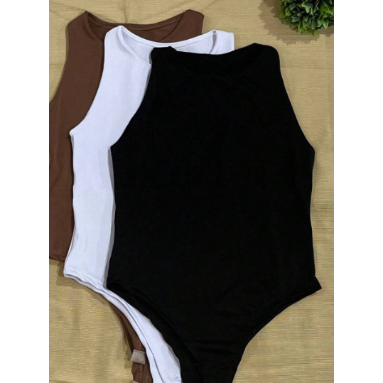 Kit 3 Bodys Bory Boddie Feminino Regata Básica Casual Suplex com Forro ...