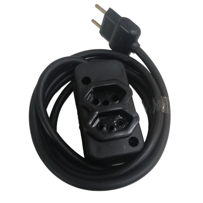 EXTENSÃO ELÉTRICA CABO PP 2X2.5MM 1 METRO TOMADA BARRINHA 2 CAVIDADES BIVOLT PLUG 2 PÓLOS ...