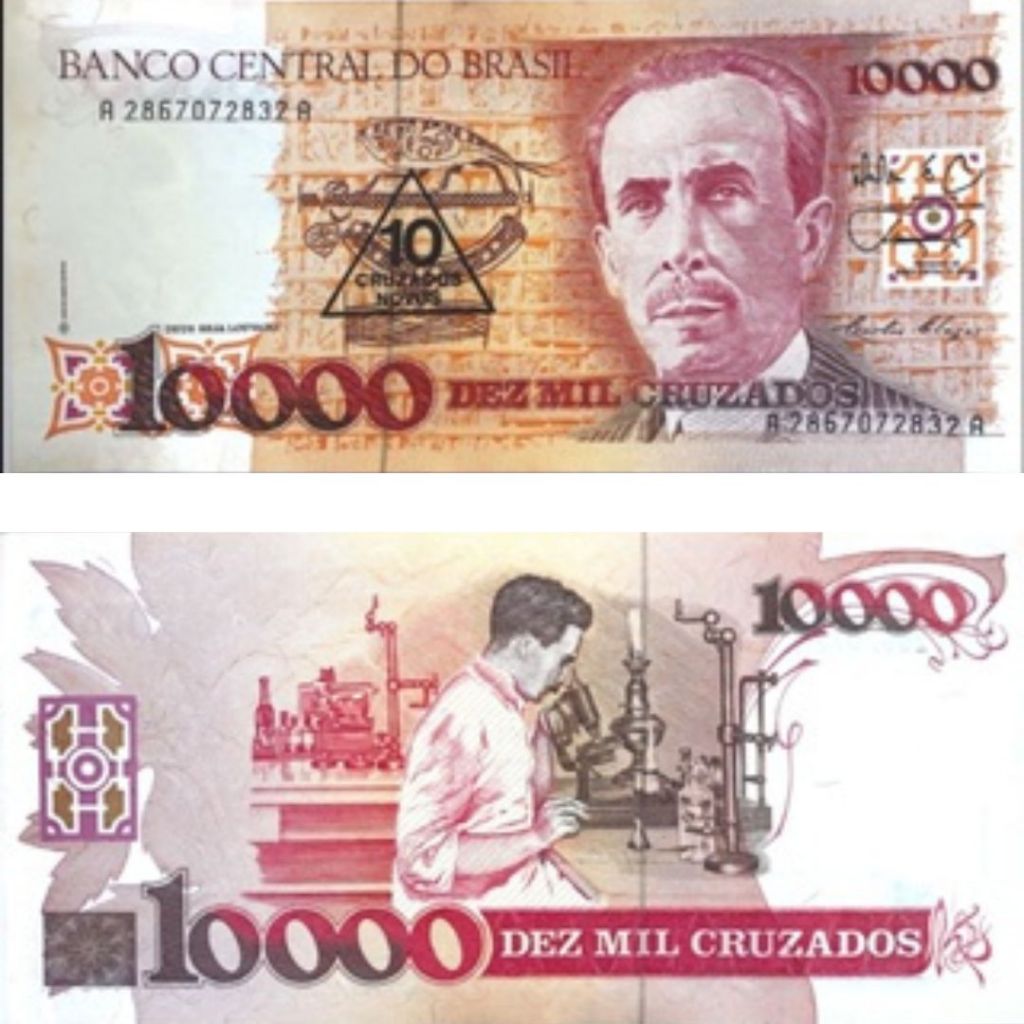 Cedula - Brasil - 10 cruzados novos marcado em 10000 cruzados | Shopee ...