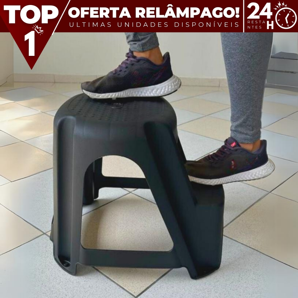 Banqueta 2 Degraus (step Preta) Arqplast | Shopee Brasil