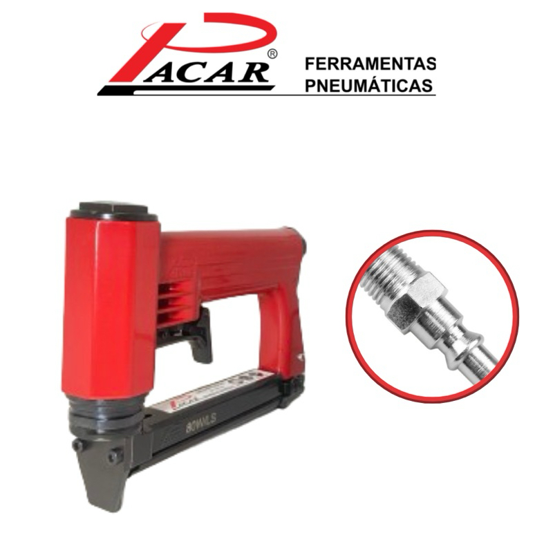 Grampeador Pneumático 80W/LS + Pino de Engate - Grampeador Tapeceiro Para Madeira Original Pacar ...