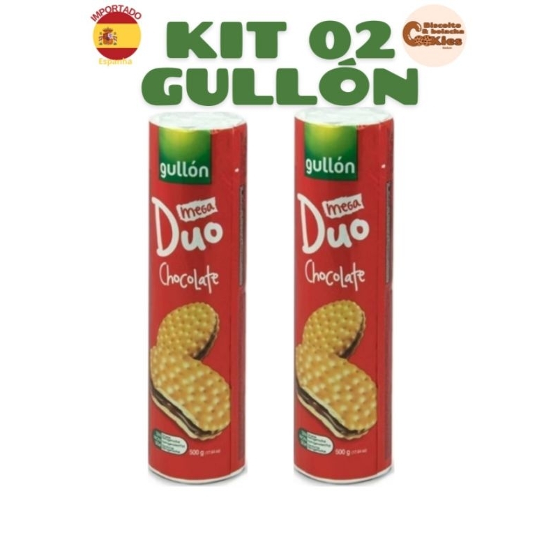 kit 02 Biscoito Mega Duo Chocolate Recheado Gullón 500g | Shopee Brasil