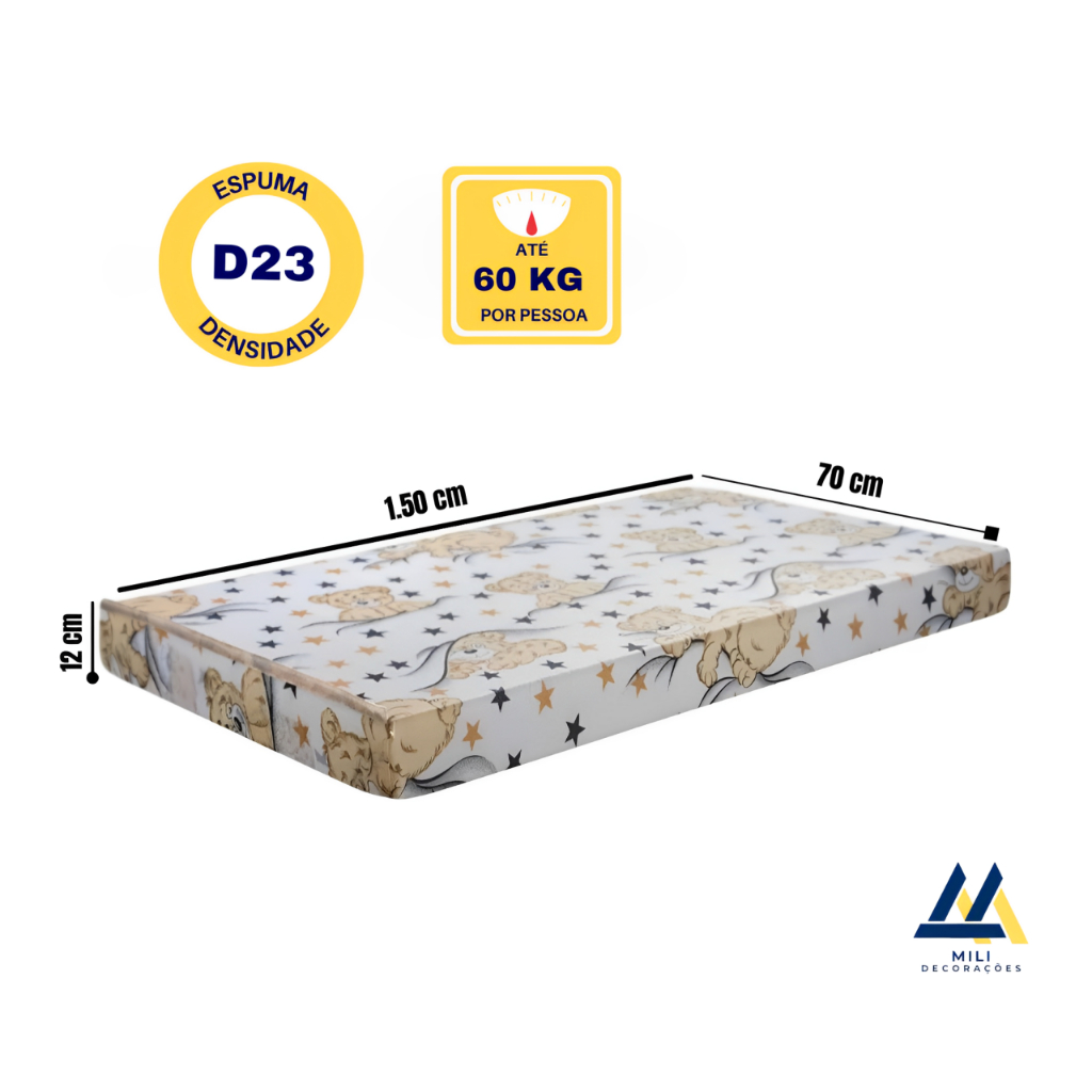 COLCHÃO PARA MINI CAMA INFANTIL 1.50X70 ESPUMA D23 / D28 | Shopee Brasil