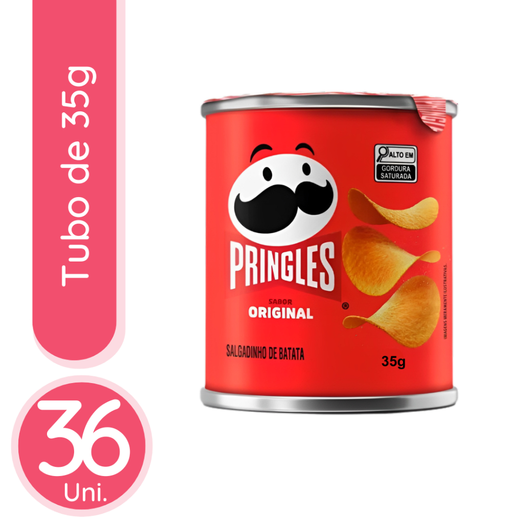 Batata Chips Pringles Original Pequena 35 g - 36 Unidades | Shopee Brasil
