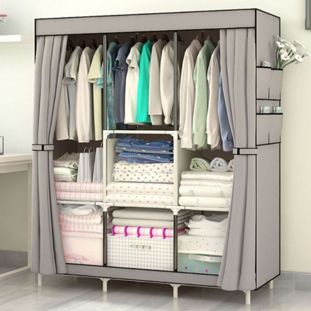 Guarda Roupa Dobrável Organizador De Roupas Portátil com Ziper Armário ...