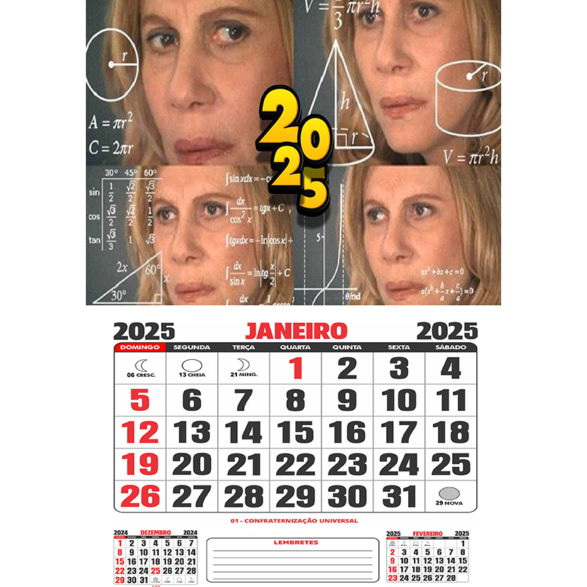 Calendário/Folhinha artesanal de parede 2025 - Memes variados/Flork ...
