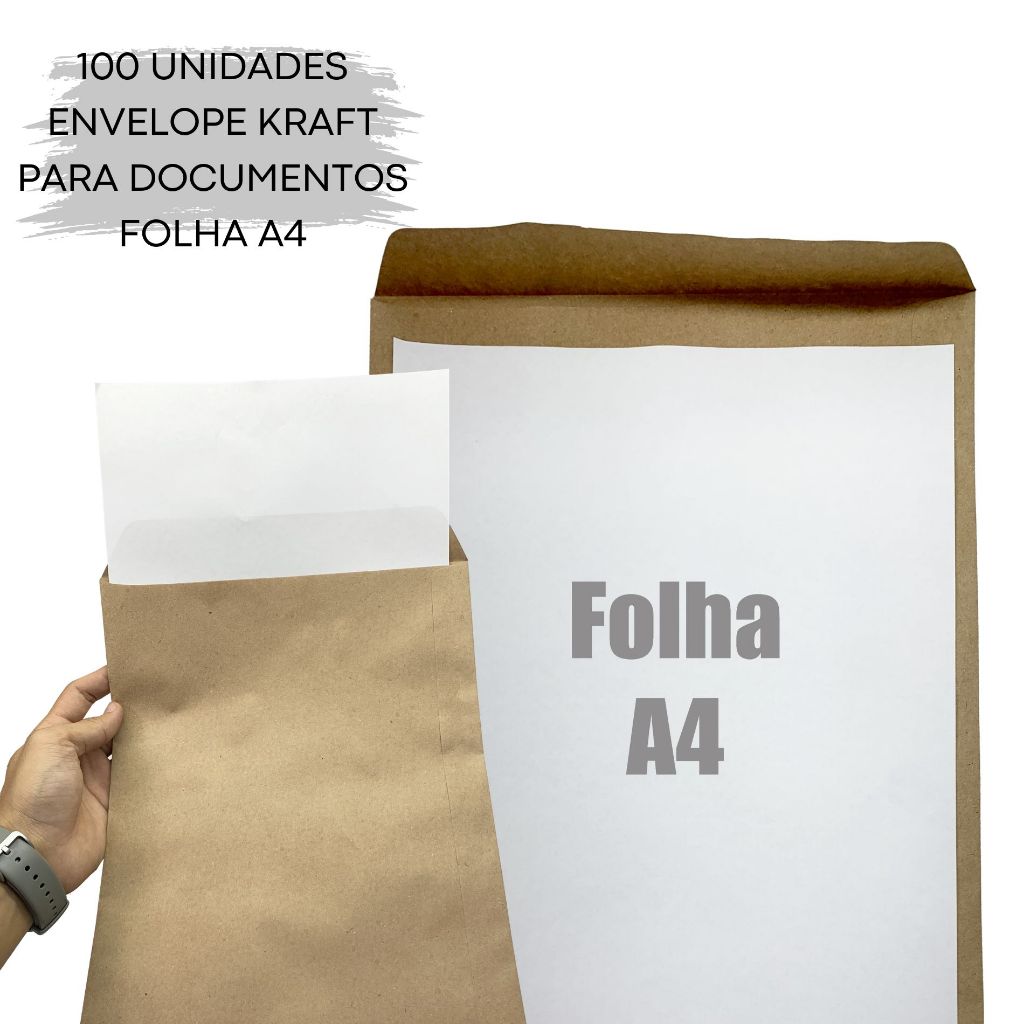 Envelopes A4 Kraft 80g Foroni 100 Unidades, Perfeitos para Documentos ...