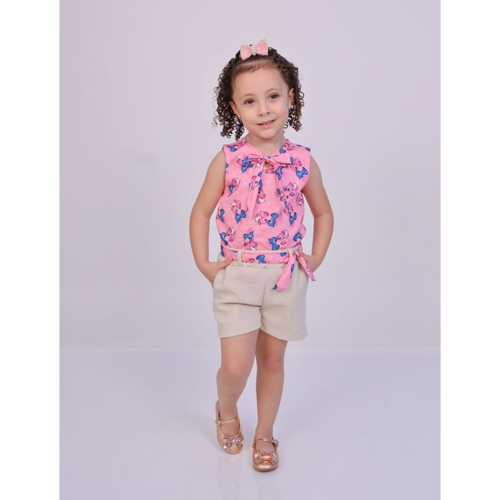 Conjunto Lilo e Stitch e Angel Infantil Meninas Short | Shopee Brasil