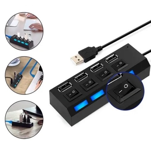 Adaptador Hub USB Cabo Extensor 4 Entradas 3.0 com Interruptor Alta ...