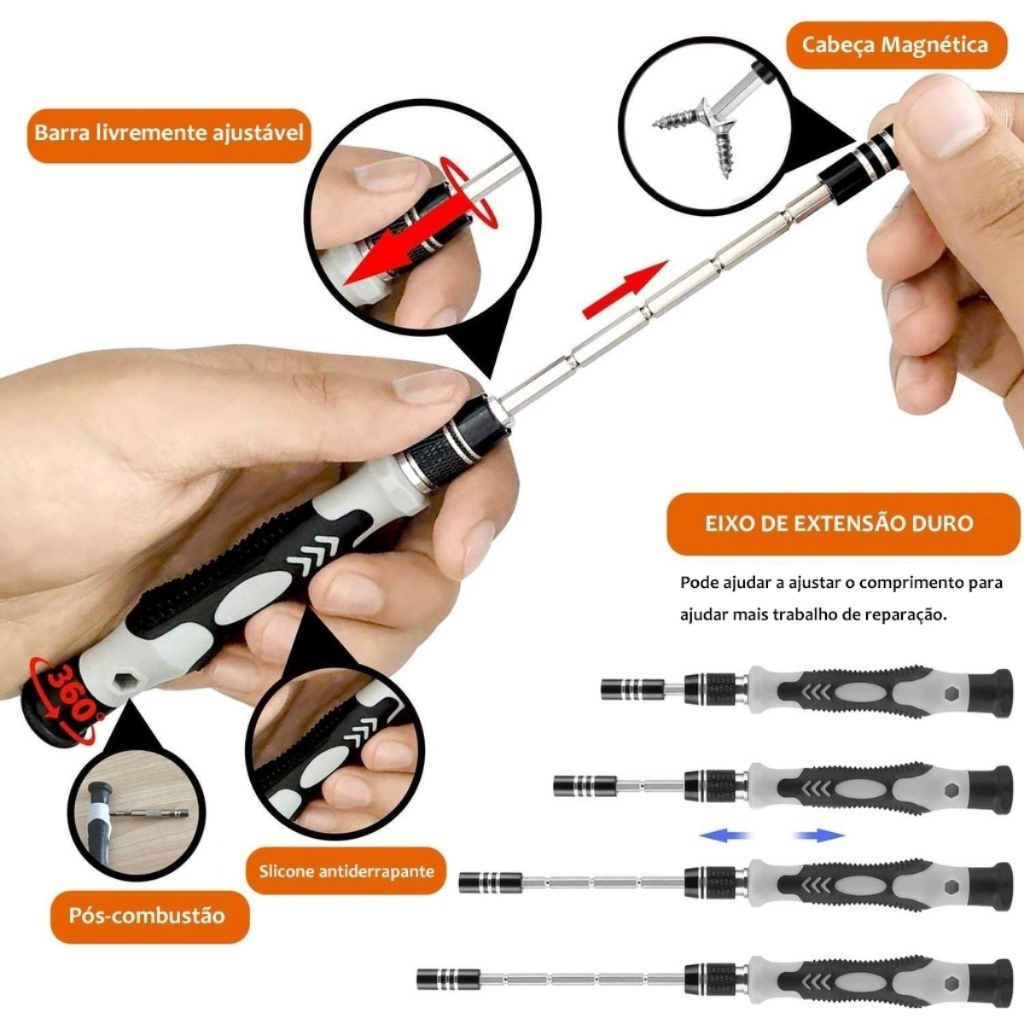 Kit Ferramentas 115 Peças Jogo Mini Chaves Precisão Multiuso Celular ...