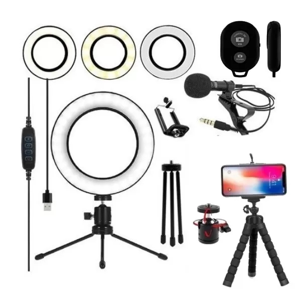 KIT Combo para Youtubers Ring Light 6 Polegadas com Acessórios | Shopee ...