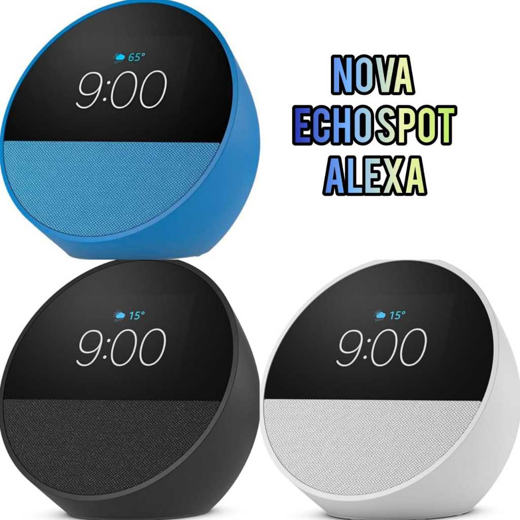 Novo Echo Spot com Alexa (2024) | Despertador inteligente com som ...