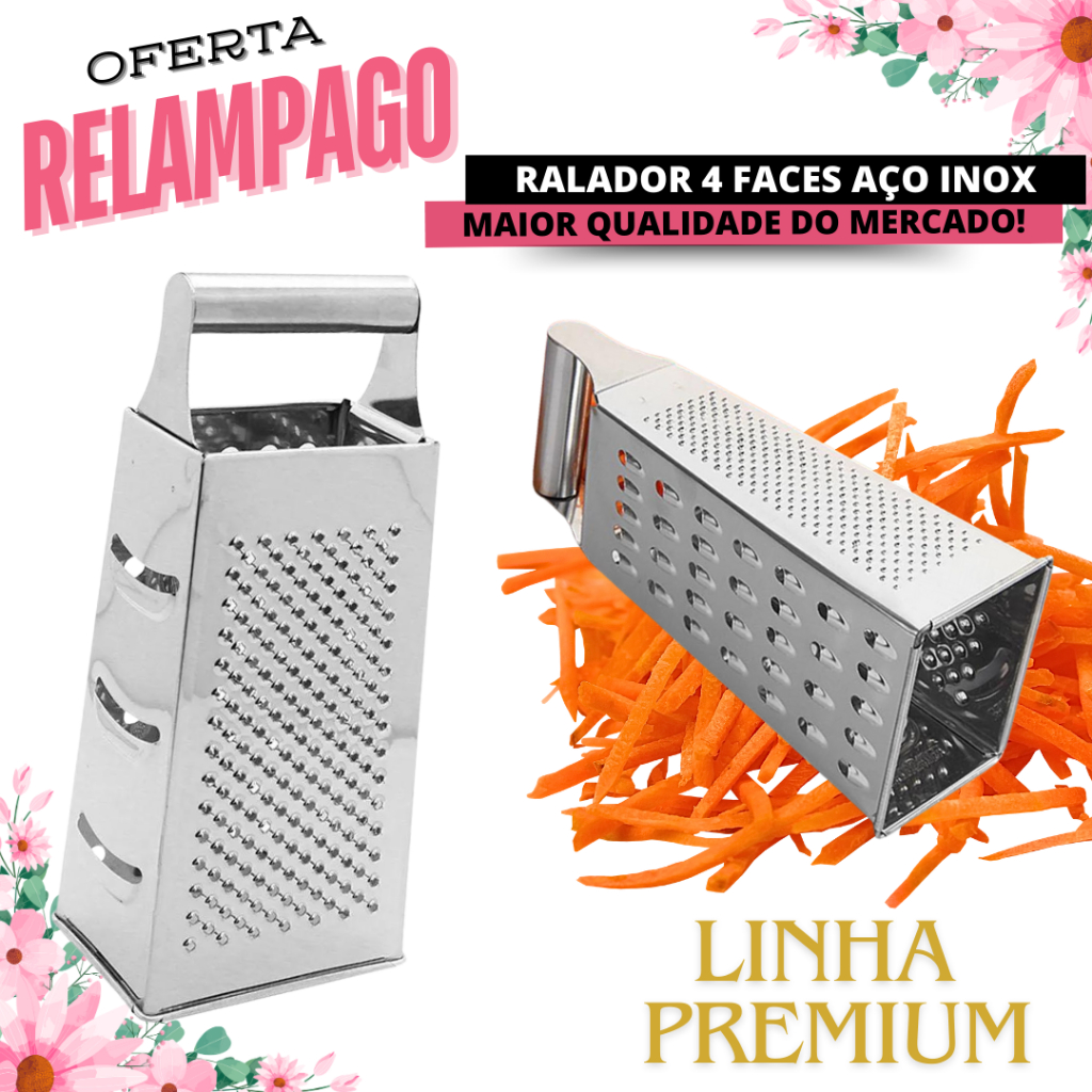 Ralador 4 Faces 100% em Aço Inox Premium Para Ralar e Descascador ...