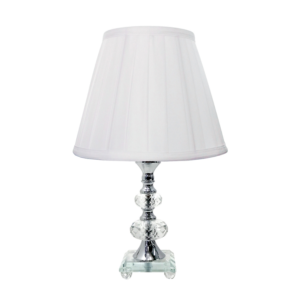 Abajur Cristal De Mesa Com Cúpula Drapeada Branca 35 Cm | Shopee Brasil