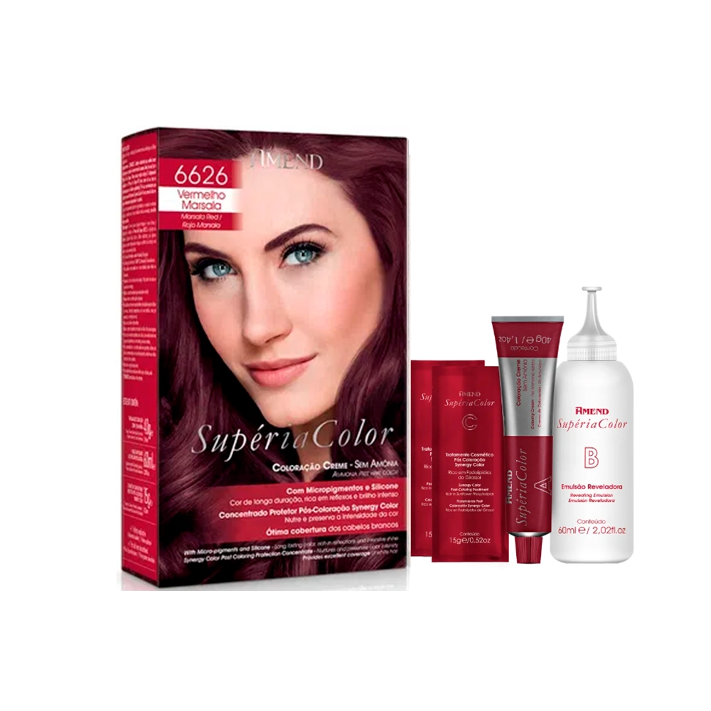 Amend Kit Tonalizante Supéria Color 6626 VERMELHO MARSALA | Shopee Brasil