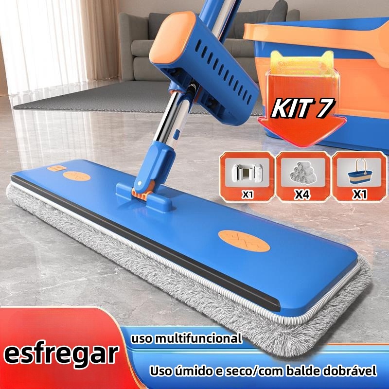 KIT 7 Conjunto De Esfregão E Balde Dobrável De Microfibra Com Raspador ...