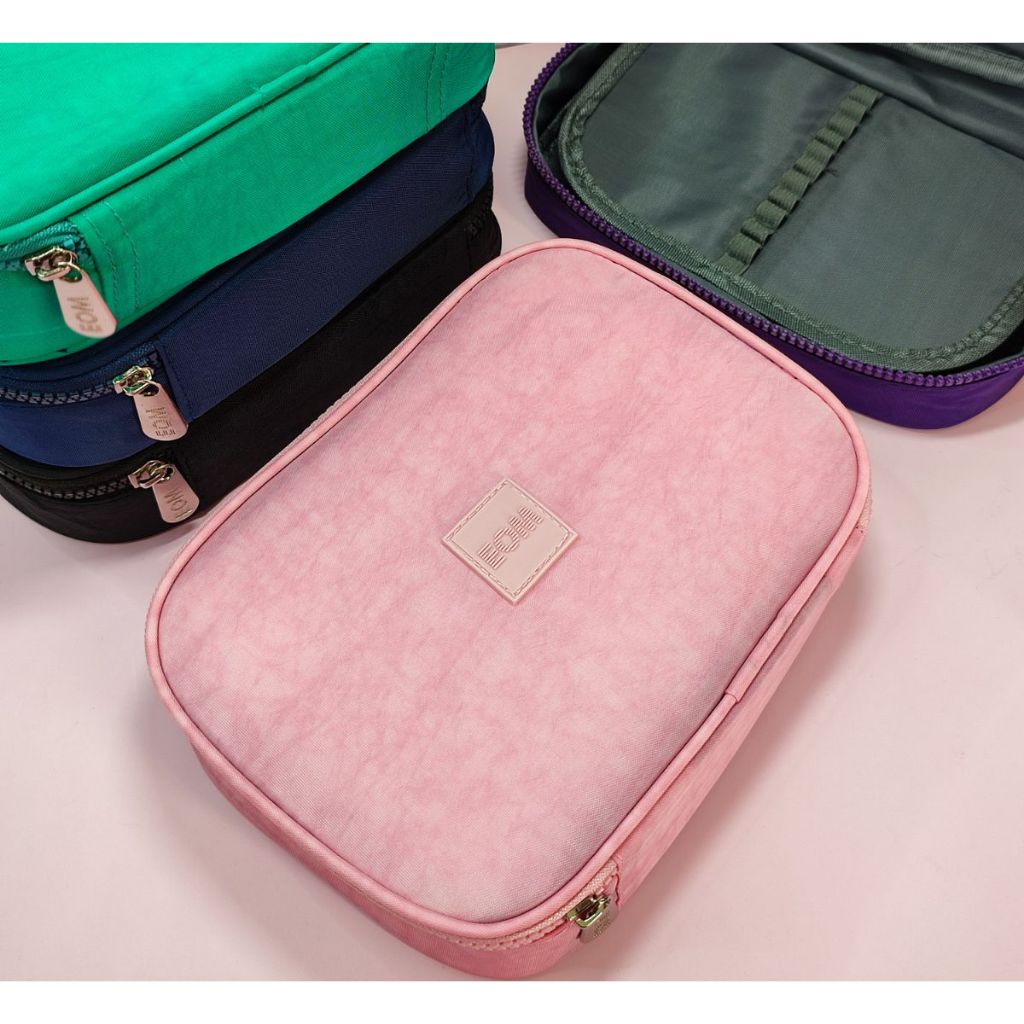 Estojo Nylon Box 100 Pens Grande EOM Com 2 Divisórias Modelo Organizador de Lápis Escolar ...