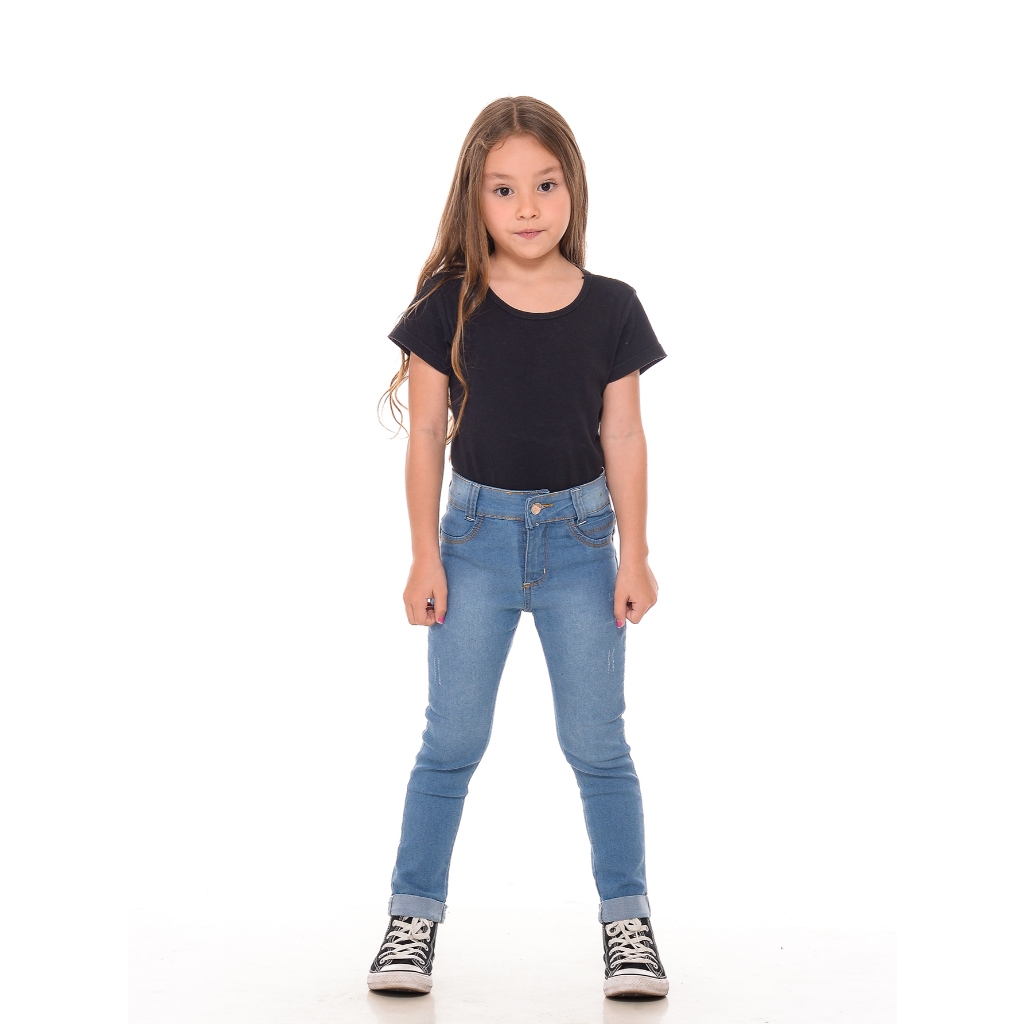 Calça jeans skinny double cut infantil menina | Shopee Brasil