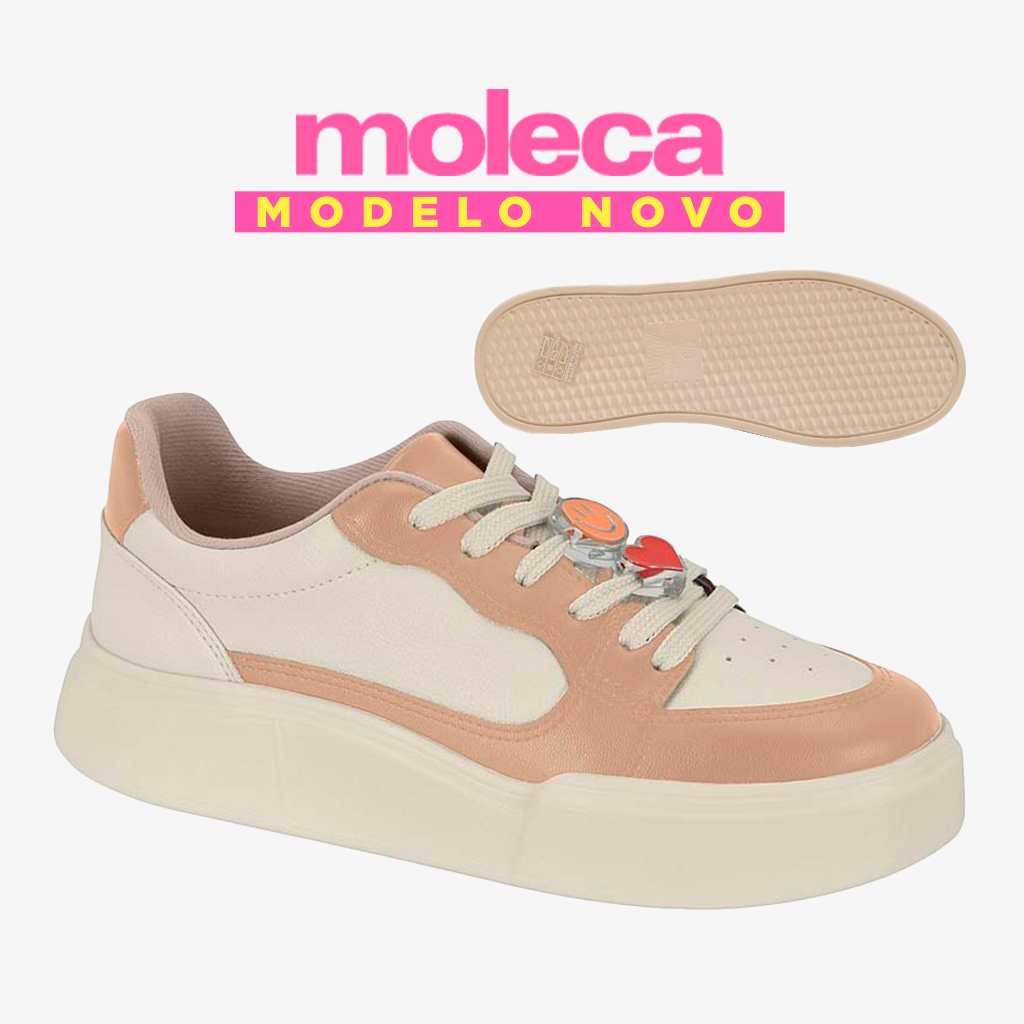 Tenis Casual Moleca Feminino Original Conforto Solado Antiderrapante ...