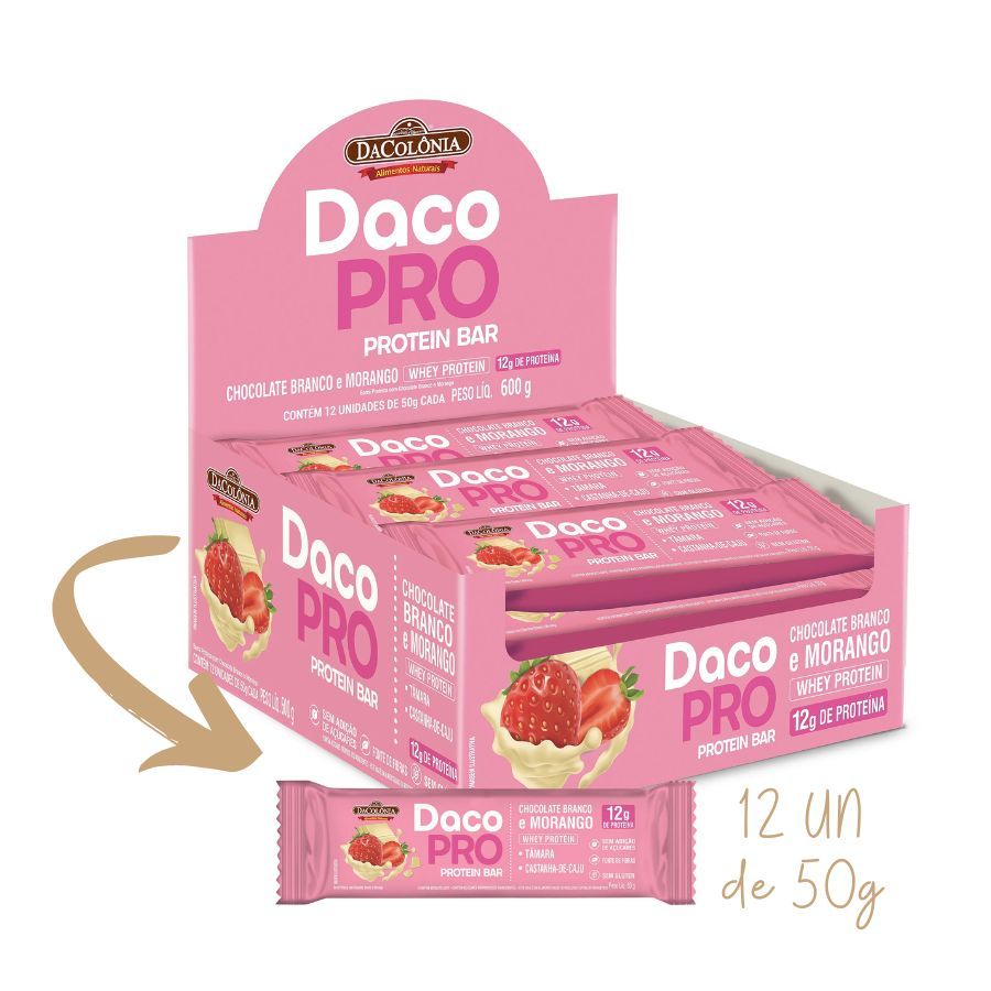 Barra de Proteína Amendo Power Protein Bar CHOCOLATE BRANCO & MORANGO 600G ( Display 12 un ...