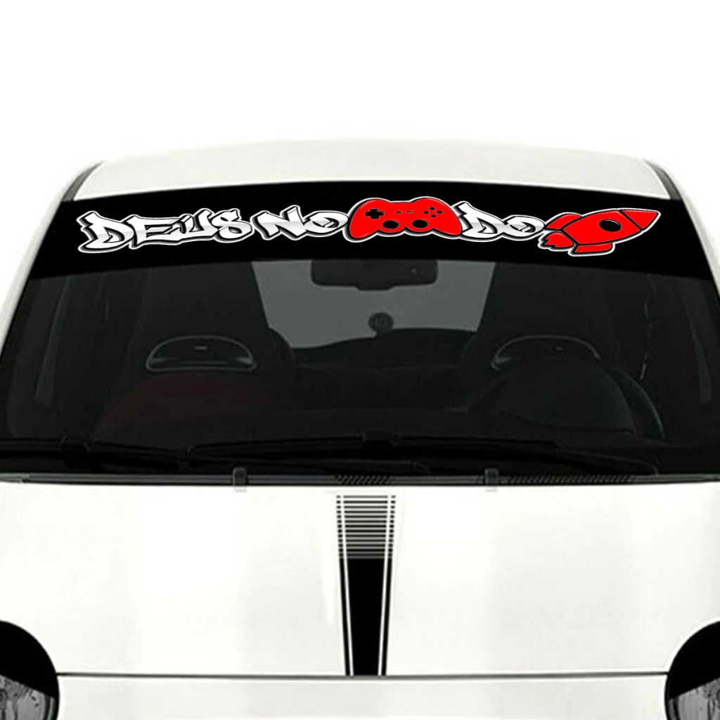 Adesivo Parabrisa Deus no controle do Foguete Jato Frase Carro Rebaixado Dub Som Automotivo ...