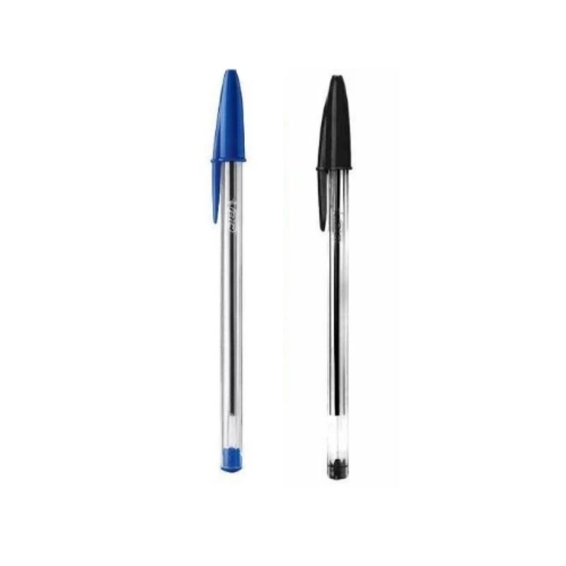 Kit 4 Canetas esferográficas cristal Bic (2 azuis e 2 pretas) | Shopee Brasil