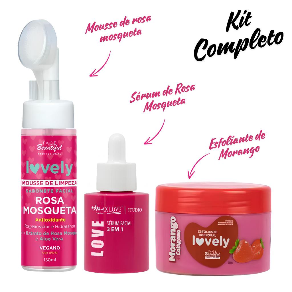 Kit Cuidados Faciais e Skin Care Mousse Micelar de Rosa Mosqueta Sérum ...