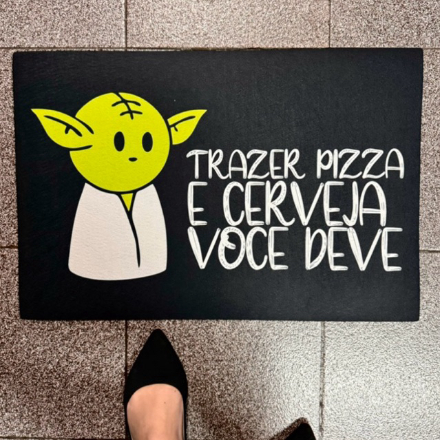 Tapete capacho para porta de entrada - Yoda Star Wars Trazer pizza e ...