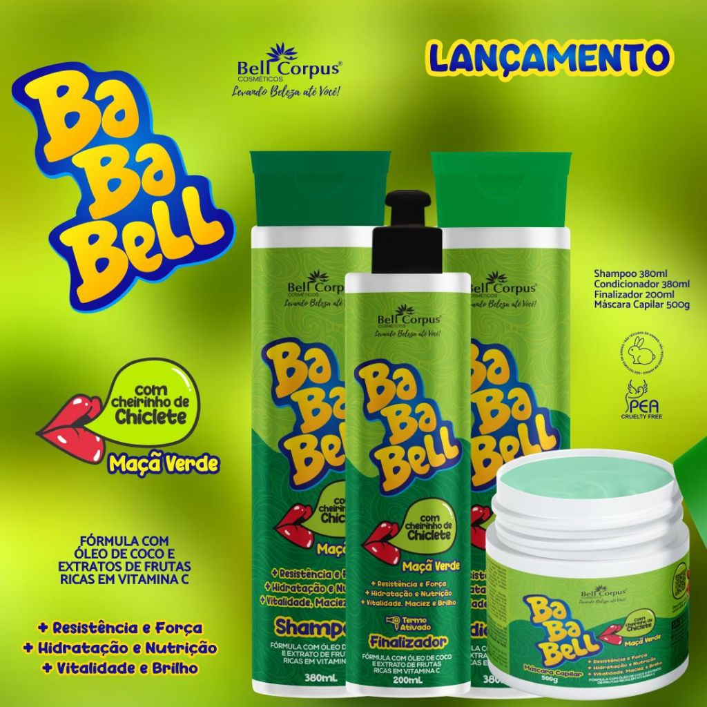 Kit Capilar BabaBell Babalu (Maçã Verde) Lançamento Bell Corpus ...