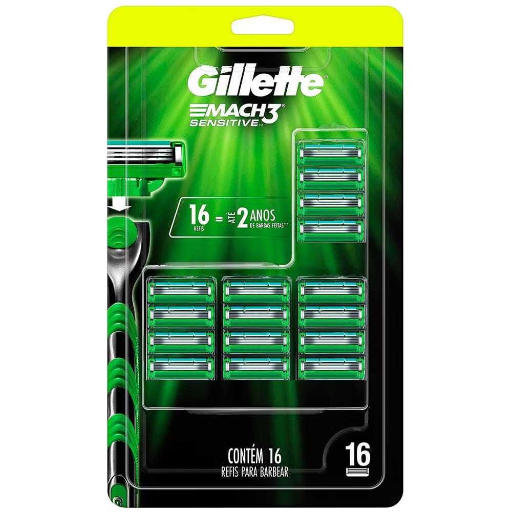 Carga Gillette Mach 3 Sensitive 16 Unidades | Shopee Brasil